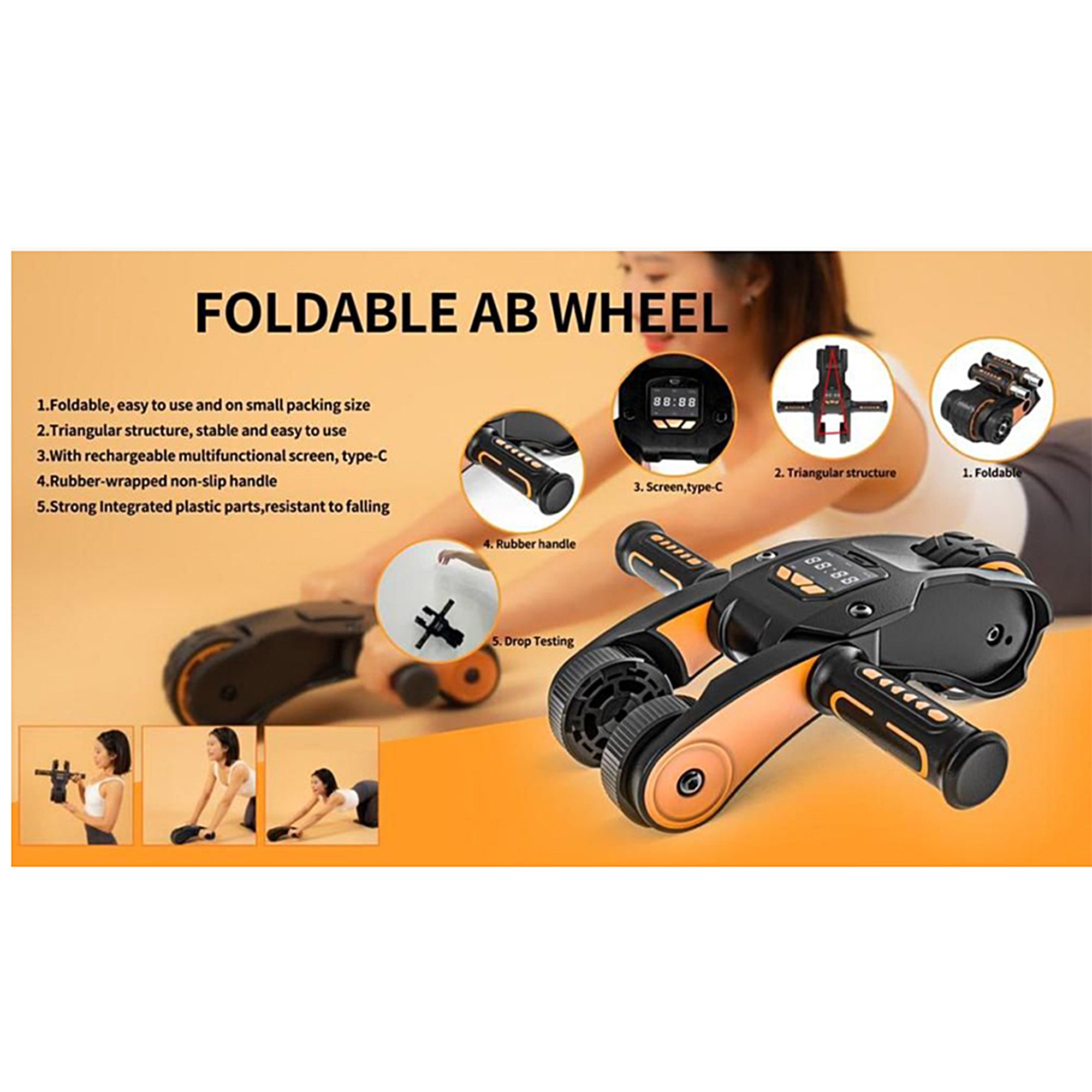 Folding Abdominal Wheel Abdomen Wheel Exercise - IGIA NEW YORK